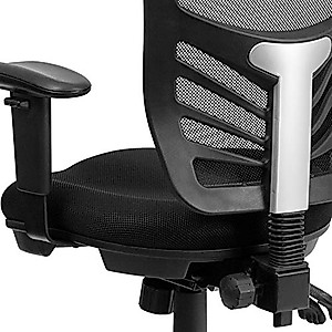 Flash Furniture Nicholas Mid-Back Black Mesh Multifunction Executive Swivel Ergonomic Office Chair with Adjustable Arms