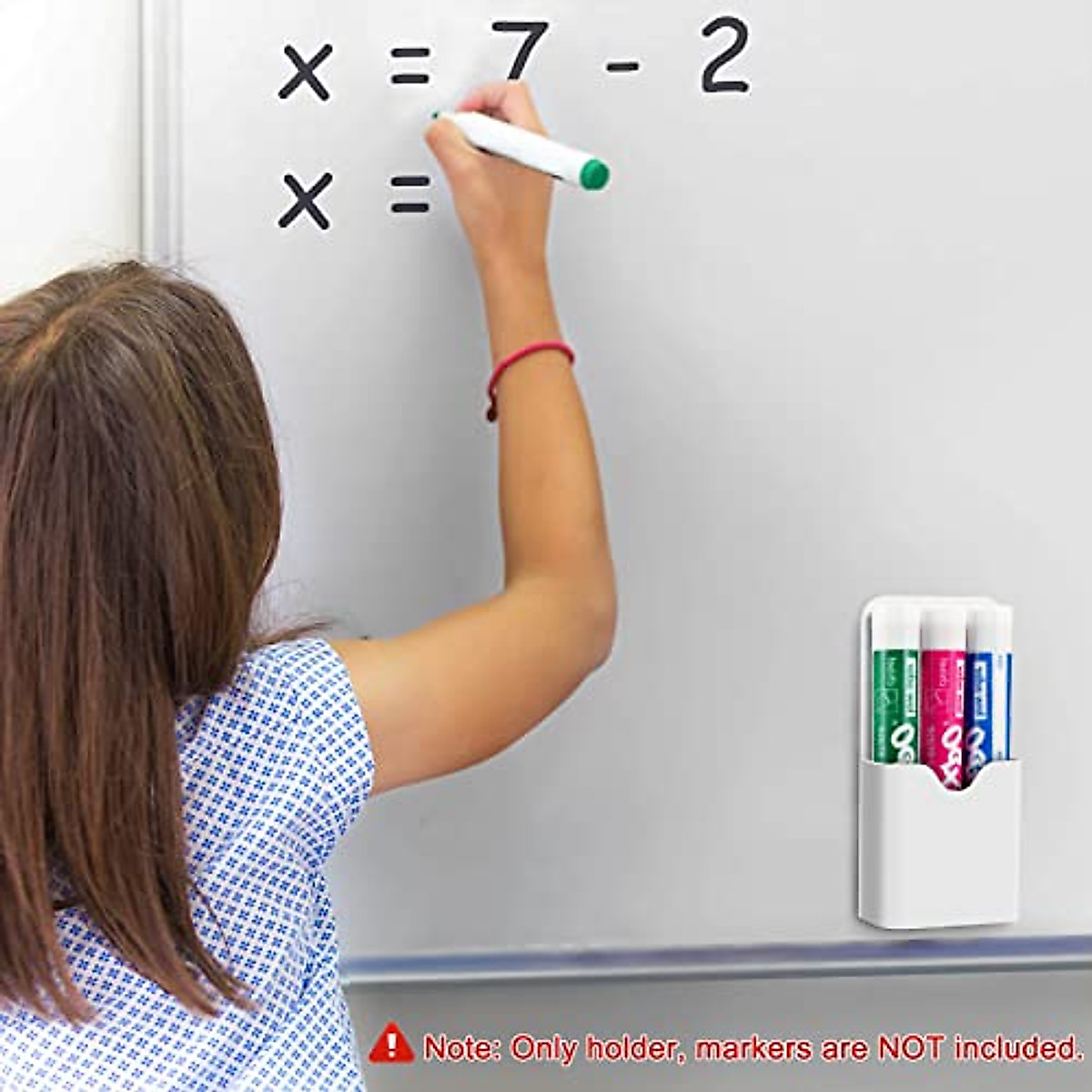 CASEBOT Magnetic Marker Holder, Pen Holder for Whiteboard or Fridge, Magnet Pencil Cup Storage Organizer for Office, Home, Locker and Metal Cabinets, 2 Pack, White