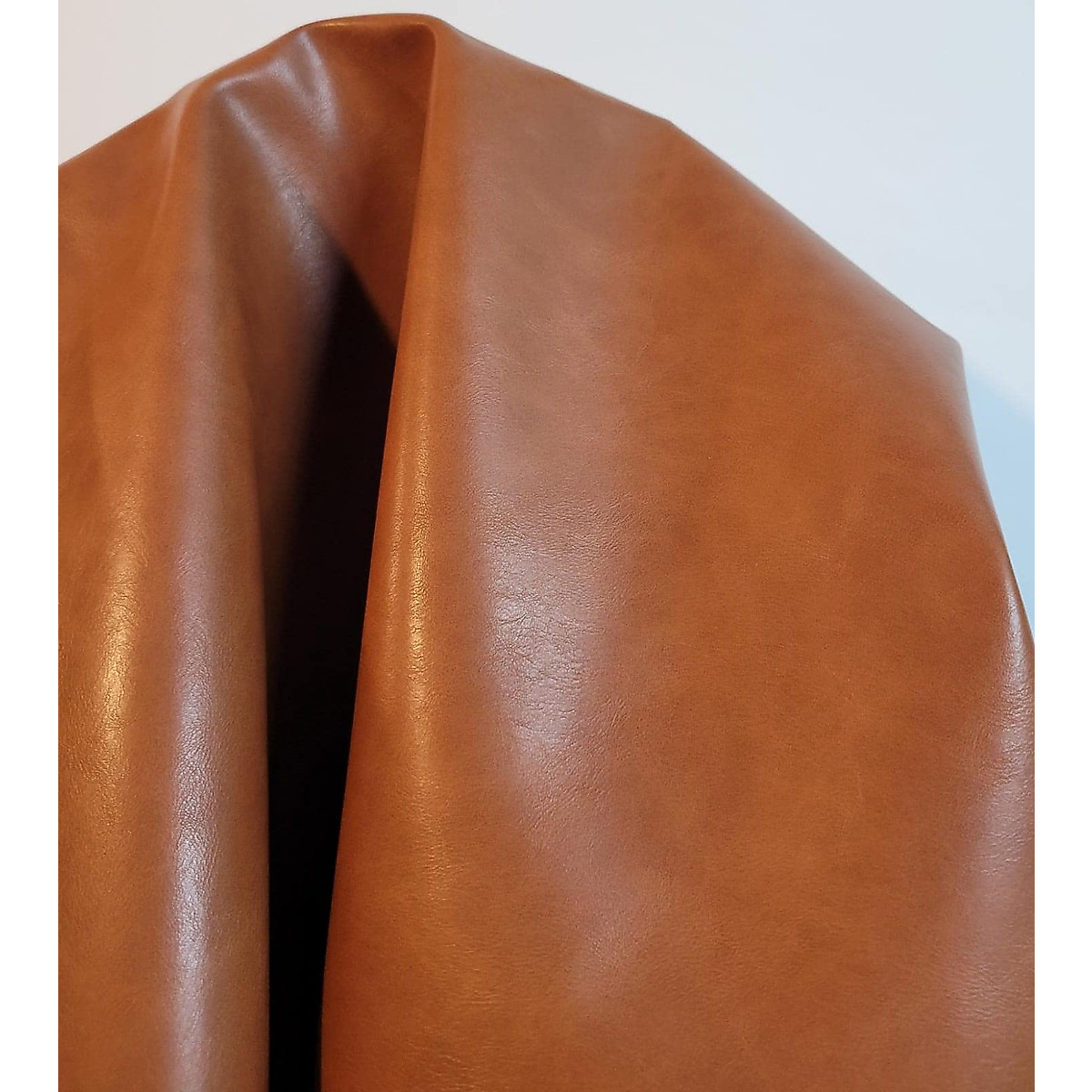 NAT Leathers,Golden Tan Brown Calf smooth Nappa Soft Faux Vegan Leather PU {Peta Approved Vegan},Synthetic Pleather 0.9 mm Nappa Vinyl Upholstery,36"x54" (Golden Tan)