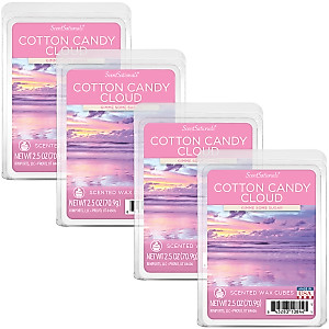 Scentsationals Scented Wax Fragrance Melts - Cotton Candy Cloud - Wax Cubes Pack, Home Warmer Tart, Electric Wickless Candle Bar Air Freshener, Spa Aroma Decor Gift - 2.5 oz (4-Pack)