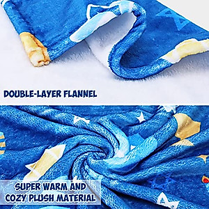 Chanukah Throw Blanket Soft David Star Menorah Dreidel Flannel Blanket Jewish Holiday Throw for Sofa Couch Bed Cozy Plush 50x60 Inch