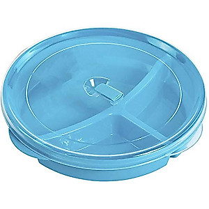(Set of 4) Microwave Food Storage Tray Containers - 3 Section/Compartment Divided Plates w/Vented Lid
