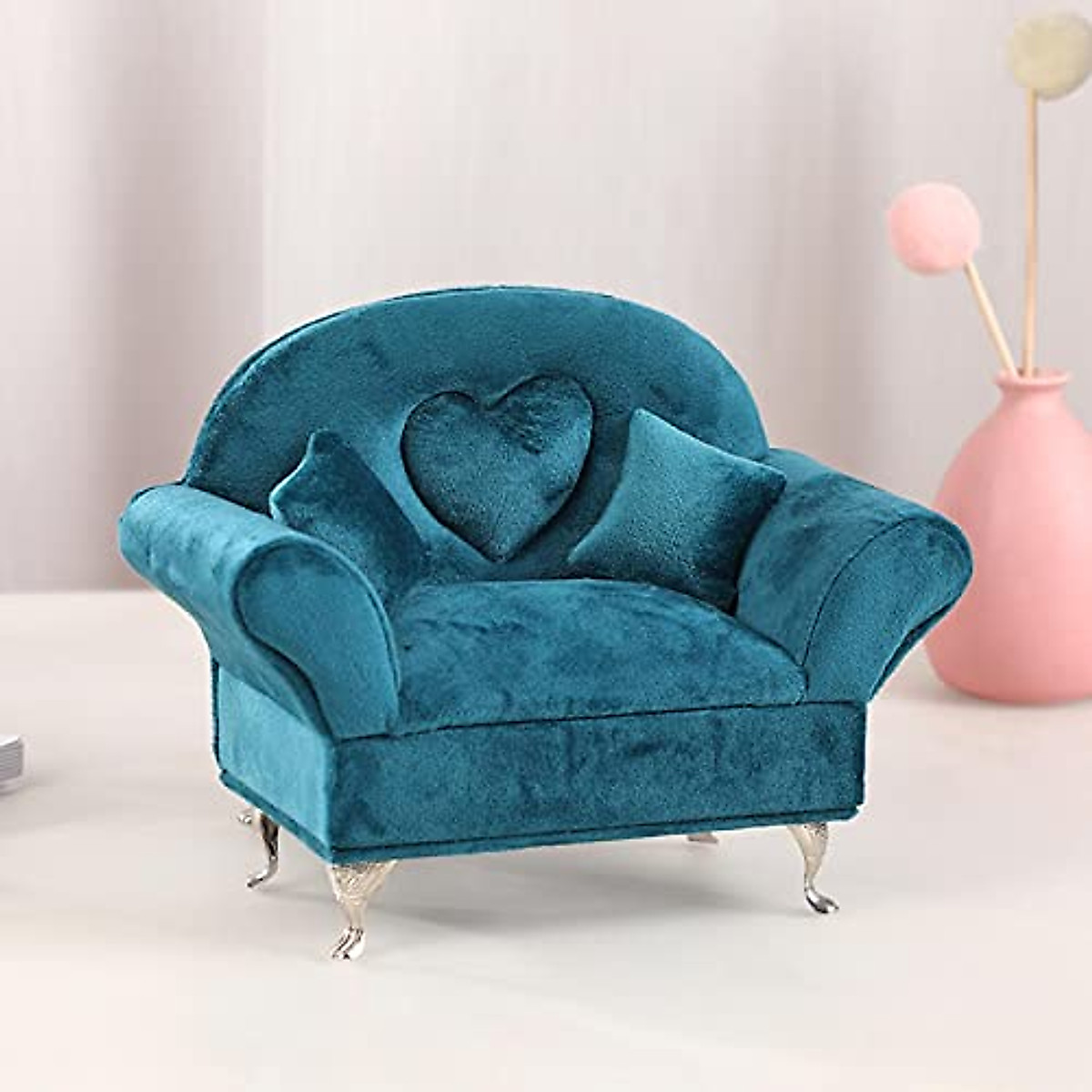 rockible Fashion Sofa Bed Jewelry Box Dollhouse Furniture Women Jewelry Case Jewelry Trinket Box for Bedside Table Living Room Closet Dresser Decor, Green