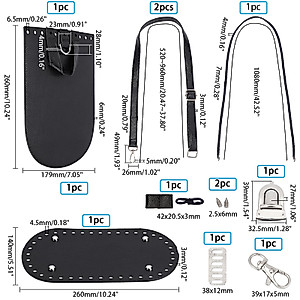 PH PandaHall Black PU Leather Backpack Making Kits DIY Knitting Crochet Bags Bag Bottom Shaper Pad Insert Cushion Base with Holes Bag Straps Clasps for Knitting Woven Bags DIY Backbag Purse