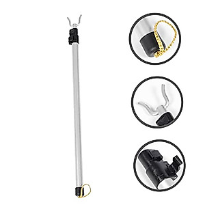 Alipis 1pc Closet Clothes Rail Stainless Steel Shelf Adjustable Shower Rod Shower Curtain Rod Hooks Clothes Poles for Hanging Clothes Closet Reacher Pole Reach Pole with Hook Silver Heavy