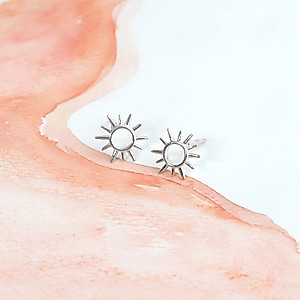 Boma Jewelry Sterling Silver Sunburst Sun Open Circle Stud Earrings