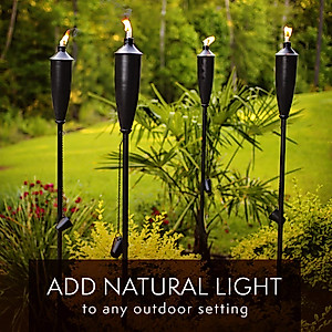 Dusq | Set of 4 Black Genie Outdoor Garden Torches, Use with Regular or Citronella Torch Fuel