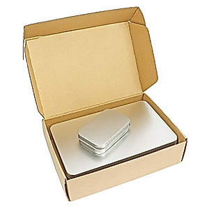 XL (8.5 x 5.3 x 1.9 In) Silver Metal Rectangular Empty Tin Box Containers for Gift Jewelry Craft Storage Organization with 1 Piece 3.75 by 2.45 by 0.8 Inch Hinged Small Tin Box (1 Large 1 Small)