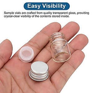 PATIKIL 5ml Clear Glass Vials, 50 Pack Small Liquid Sample Vial with Screw Caps Plastic Stoppers and 64 Labels Leak-Proof Bottles Empty Jars