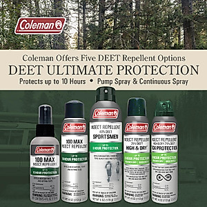 Coleman Insect Repellent Spray - 100% MAX DEET Insect Repellent Pump Spray, Protection Against Ticks, Mosquitoes, chiggers, gnats, Fleas and Flies, Ideal for Camping, Hiking, Outdoor Activities, 4oz