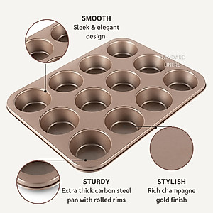 HAPPIELS Non-Toxic Nonstick 12-Cup Muffin Pan | Non toxic Cupcake Pan Non Stick | Muffin Tin 12 cups