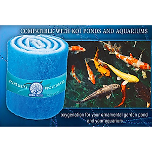 Premium Koi Pond Filter Media Roll - High-Efficiency Pond Filters for Outdoor Ponds, Reusable Fish Pond Filter Material, Made in USA (PRO - Blue - 6 ft roll)