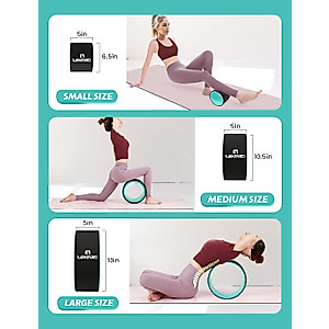 Yoga Wheel Set of 3, Back Roller for Back Pain Relief, Stretching, Multifunctional Back Wheel Improve Flexibility, Strength & Backbends, Deep Tissue Massage, Size 13"/10.5"/6.5''