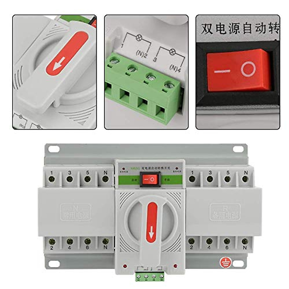 220V 63A Automatic Transfer Switch, Mini Intelligent Dual Electronic Power Circuit Breaker (4P)