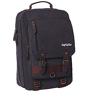 Chef Knife Bag Retro Backpack | 20+ Slots for Knives and Chef Tools | Knife Carrying Case with Hidden Back Pocket for Tablet | Sturdy Knife Bags For Chefs & Culinary Students | Premium Canvas (Black)
