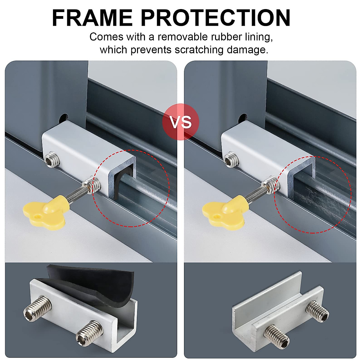 Window Locks,Sliding Security Windows Locks With Key, Window Security Bars for Vertical&Horizontal Slide Door,Adjustable Security Locks For Child Home Bedroom and Office, 4 PACK Aluminum