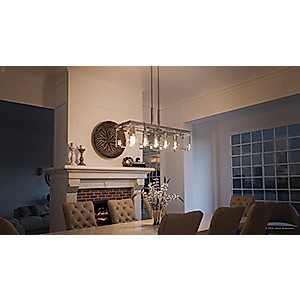 Urban Ambiance Luxury Modern Farmhouse Chandelier, Large Size: 15.75" H x 36.75" W, with Industrial Chic Style Elements, Brushed Nickel Finish and Clear Shade, UHP2441 from The Bristol Collection