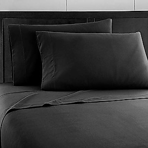 Prime Bedding Bed Sheets - 3 Piece Twin Sheets, Deep Pocket Fitted Sheet, Flat Sheet, Pillow Case - Black