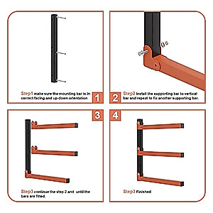 TORACK Lumber Storage Metal Rack, Wood Organizer with 3-Level Wall Mount (1PACK)