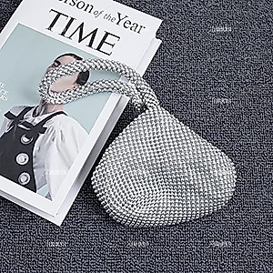 AUEAR, Triangle Bling Sequins Zipper Pouch Mini Size Women's Evening Clutch Bag Luxury Full Purse Sparkly Handbag for Prom Cocktail Party Wedding Engagement Silver