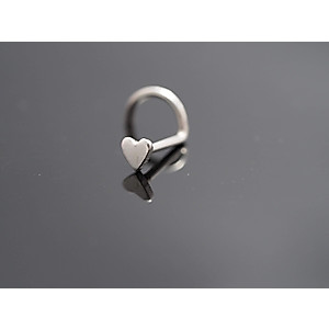 18,20 gauge Mini heart Nose Stud ,925 Sterling Silver,Tiny Heart Nose Stud / nose screw, Body Piercing Jewelry, Silver Nose ring (18g Left Screw)