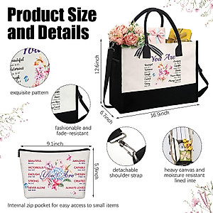 Aliceset 4 Pcs Mothers Day Christian Gifts for Women Include Inspiration Religious Tote Bag 20 oz Stainless Steel Tumbler Bible Verse Keychain Catholic Makeup Bag Birthday Gifts for Women(Floral)
