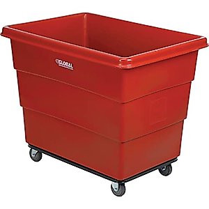 Global Industrial 16 Bushel Plastic Bulk Box Truck, Steel Chassis Base, Red, 42-3/5"L x 30"W x 35-3/5"H