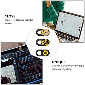 SOLUSTRE 15 pcs Camera Cover tableta Tablet Laptop Cartoon Slides Sunflower Printed Lens Cover Webcam Cover Slide Cartoon Webcam Cover Privacy Lens Cover Computer Lens Cover Desktop abs