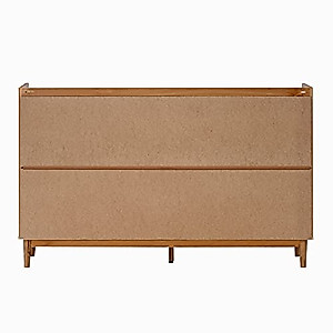 Walker Edison Blythe Mid-Century Modern Tray-Top Solid Wood 9-Drawer Dresser, 60 Inch, Caramel