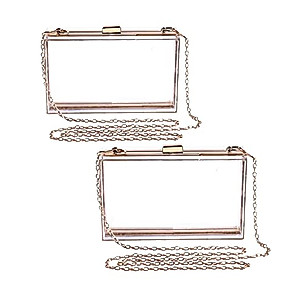 AWXZOM 2pack acrylic clutch purse, clear purse stadium approved, Crossbody Shoulder Evening Handbag, clear purse concert approved, clear box purse ita purse its bag