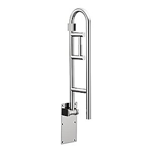 Moen Stainless Safety 30-Inch Flip-Up Bathroom Grab Bar with Integrated Toilet Paper Holder, Wall Mounted Support for Handicapped or Elderly, R8962FD