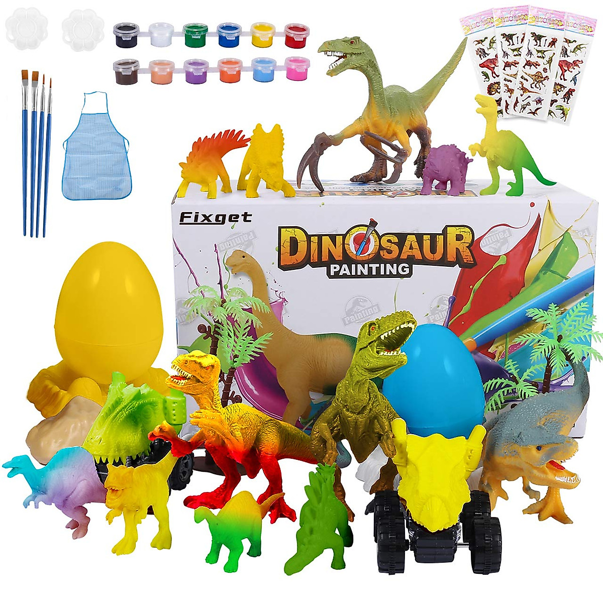Dinosaur Painting Kit, 36Pcs Kids Crafts and Arts Set, Animal Toy Art and Craft Supplies for Boys Girls Age 5+ Years Old Kid Fun DIY Creative Party Favors Christmas Birthday Gift Paint Dinosaur Set