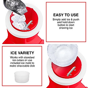 Nostalgia Coca-Cola Snow Cone Shaved Ice Machine - Retro Table-Top Slushie Machine - Includes 1 Reusable Plastic Cup and Ice Mold, Coke Red