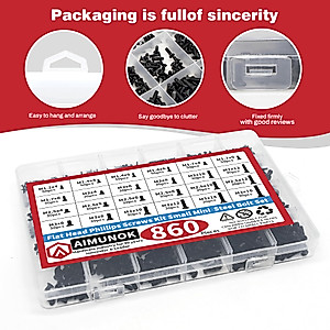 SAHHIVRM 860 PCS Small Computer Screws Assortment Kit, Black Tiny Eyeglass Screws M1.2 M1.4 M1.7 M2 M2.5 M3, PC & Laptop SSD Hard Drive CPU Cooler Screw, M.2 Electronic Screw Set.