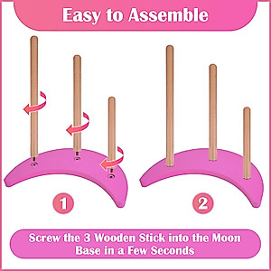 Lonpur Scrunchie Holder Organizer , Wood Hair Tie Hair Accessories Organizer for Teen Girls Women Gifts, Wooden Scrunchie Display Stand 3 Tiers in Moon Shape Hold Plenty of Scrunchies(Original)