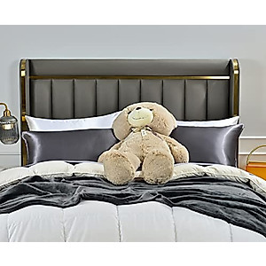 Alexandra's Secret Home Collection Satin Pillowcase for Hair and Skin, Pack of 2 - Feels Like Real Silk Pillow Cover - Satin Pillow Cases Set of 2 with Zipper Closure (Charcoal, Standard)