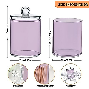 Gredecor 2 Pack Qtip Holder Organizer Dispenser Clear Thistle Purple Bathroom Storage Canister Cotton Ball Holder Bathroom Containers for Cotton Swabs/Pads/Floss