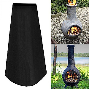 Chiminea Cover Outdoor Patio Heater Cover UV Waterproof Weatherproof Heater Cover Garden Chimney Fire Pit Fountain Protector Black 122cm/48inch