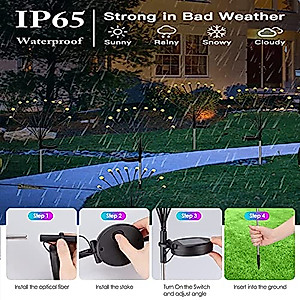 UN UNITEDTIME 2 Pcs Solar Firefly Lights Outdoor Waterproof, Solar Starburst Swaying Garden Lights, Swaying When Wind Blows Solar Garden Lights Outdoor Decorative String Lights (Warm)