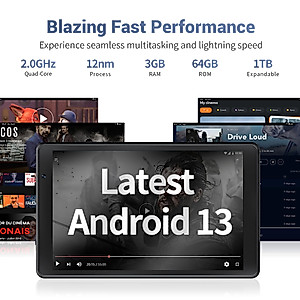 Topsand Latest Android 13 Tablet, 8 Inch Tablet Quad-Core 2.0 GHz Processor with 64GB Storage, 1TB Expandable, Dual Auto Focus Camera with Face ID Unlock, GPS, Parental Control, 2.4G & 5G WiFi Tableta