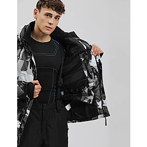 YEEFINE Men's Ski Suit Waterproof Snow Suits Two Piece Snowboard Jacket and Pants Set Outdoor Windproof Winter Warm Snowsuits(Black+Black,XS)