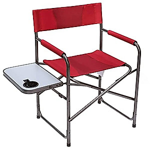 PORTAL Portable Compact Steel Frame Director’s Side Table Lightweight Oversized Chair for Outdoor Camp Fishing Picnic Lawn, Support 225lbs, Red