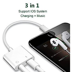[Apple MFi Certified] Lightning to 3.5mm Headphone Adapter for iPhone 2 Pack,esbeecables 3 in 1 Charger+Aux Audio Splitter Adapter with Music Control Function for iPhone13/ 12/11/XS/XR/X/8/7/iPad/iPod