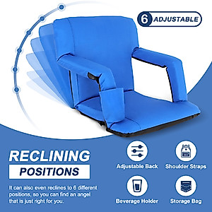 Nova Microdermabrasion 20.5"/25" Wide Stadium Seat for Bleachers w/Back Support Padded Cushion Portable Reclining Bleacher Seats Camping Stadium Chair Waterproof