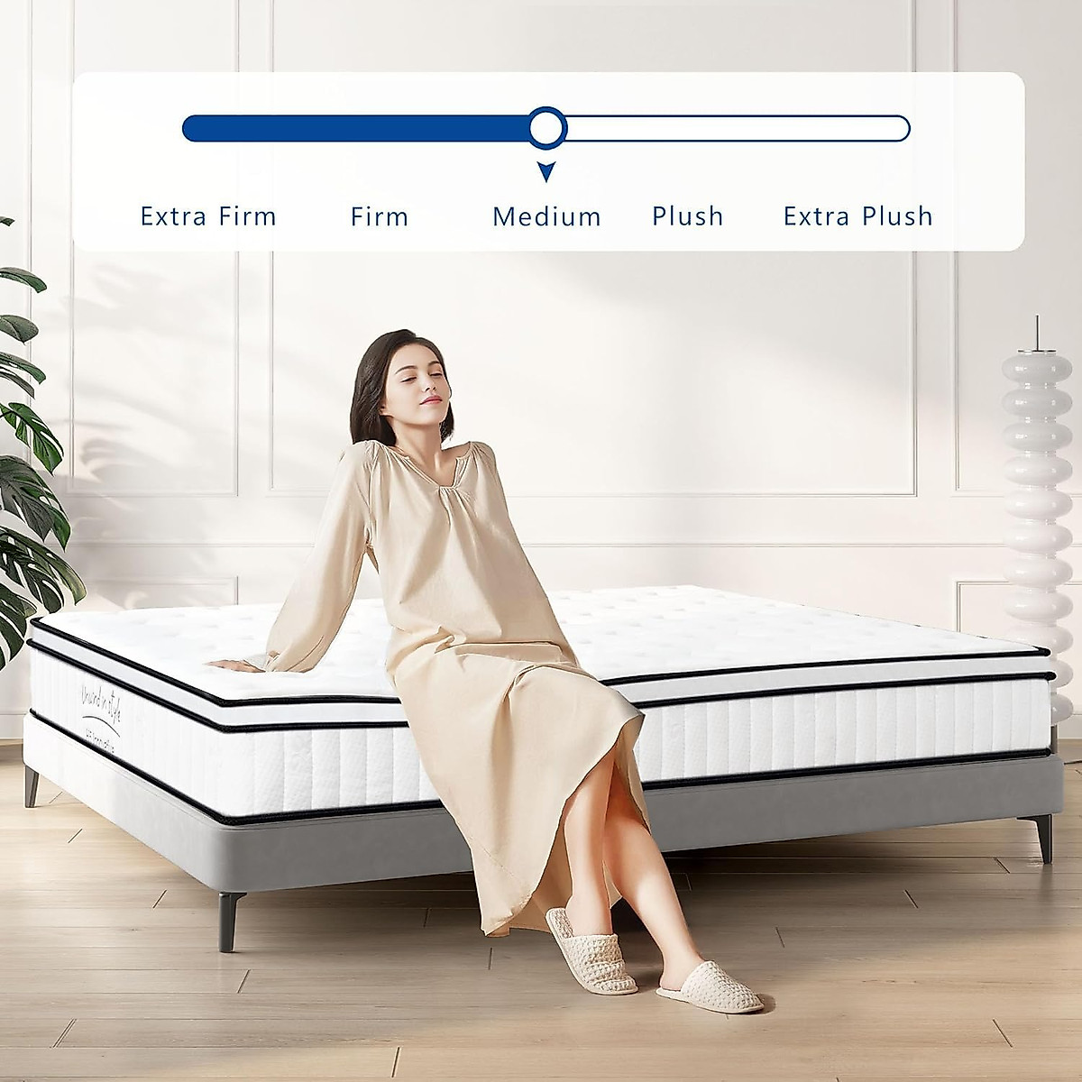 King Mattress,12 Inch King Size Mattress,Hybrid Mattress King In a Box,Individually Pocketed Innerspring,Fiberglass-Free Mattress,Medium Firm CertiPUR-US Certified,120 Nights Risk-Free Trial,White
