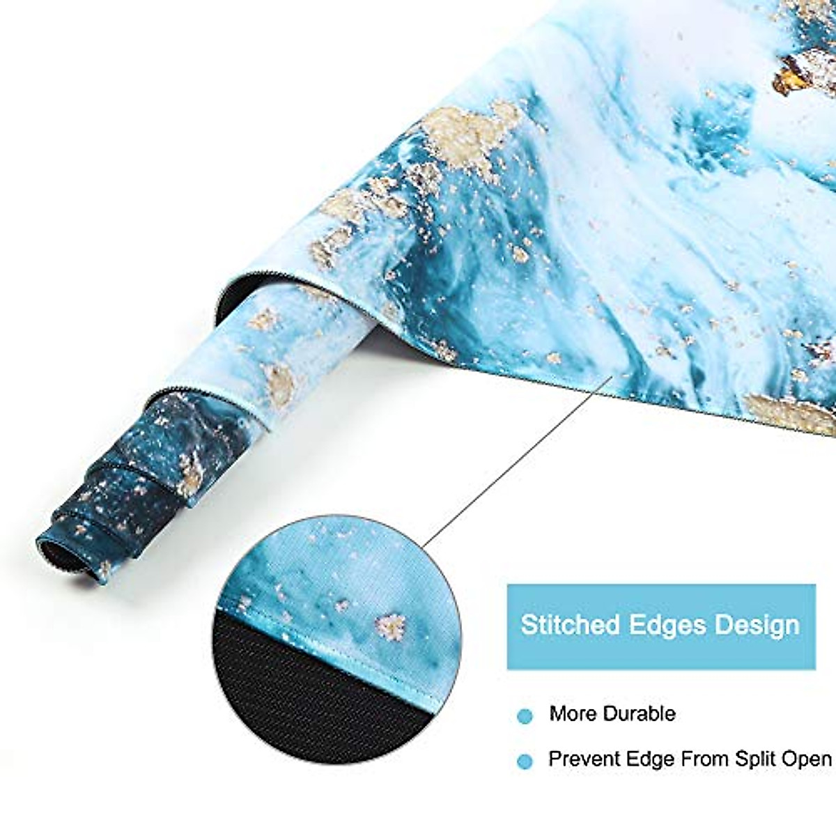 HAOCOO Gaming Mouse Pad Large, XXL Computer Desk Mat for Desktop, Big Desk Pad with Non-Slip Rubber Base, Spill-Resistant Keyboard Mat for Laptop, Home Office, Abstract Blue Marble