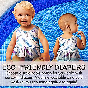 Reusable Swim Diaper and Top for Babies, Infants & Toddlers - Adjustable Girls Swimming Diaper 0-2 Years, Eco-Friendly Washable with Snaps – Tribal Feather – 1 Set by Will & Fox