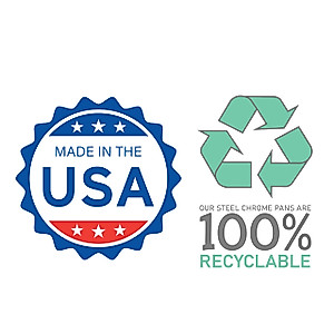 KITCHEN BASICS 101 Made in the USA 316048413 & 316048414 Range Burner Chrome Drip Pans Replacement for Frigidaire Kenmore Electric Stove w/Locking Slots, 2 Small 6-Inch & 2 Large 8-Inch Pans, 4 Pack