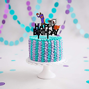 Acrylic Basketball Happy Birthday Cake Topper, Basketball Themed Birthday Party Cake Decoration, Basketball Party Favor for Basketball Fans