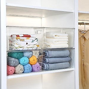 Vtopmart 6 Pack Clear Stackable Storage Bins with Lids,XLarge Plastic Containers with Handle for Pantry Organizer and Storage,Perfect for Kitchen,Fridge,Cabinet, Closet,Bathroom Organization